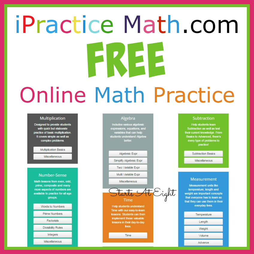 FREE Online Math Practice From IPracticeMath StartsAtEight