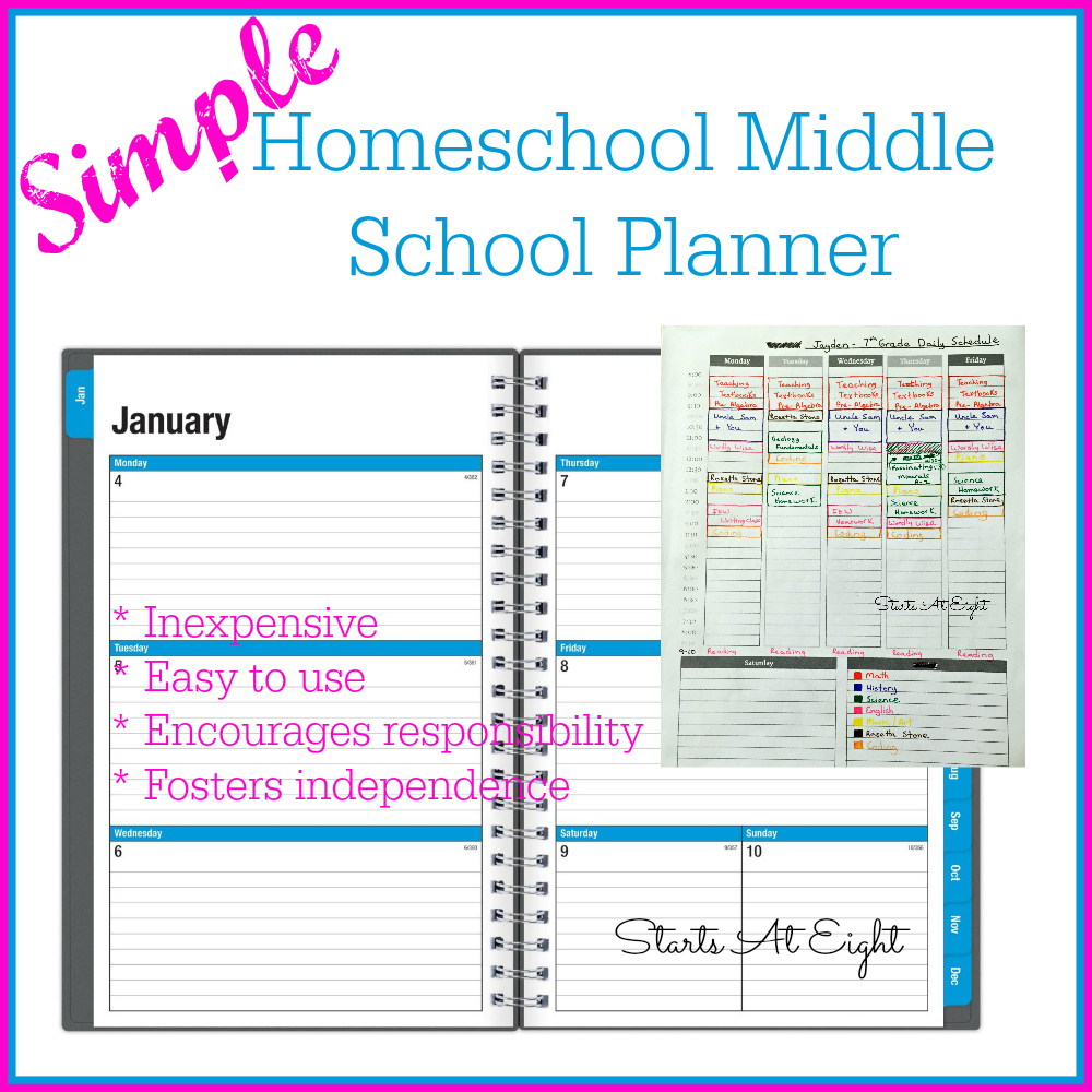 Simple Homeschool Middle School Planner StartsAtEight